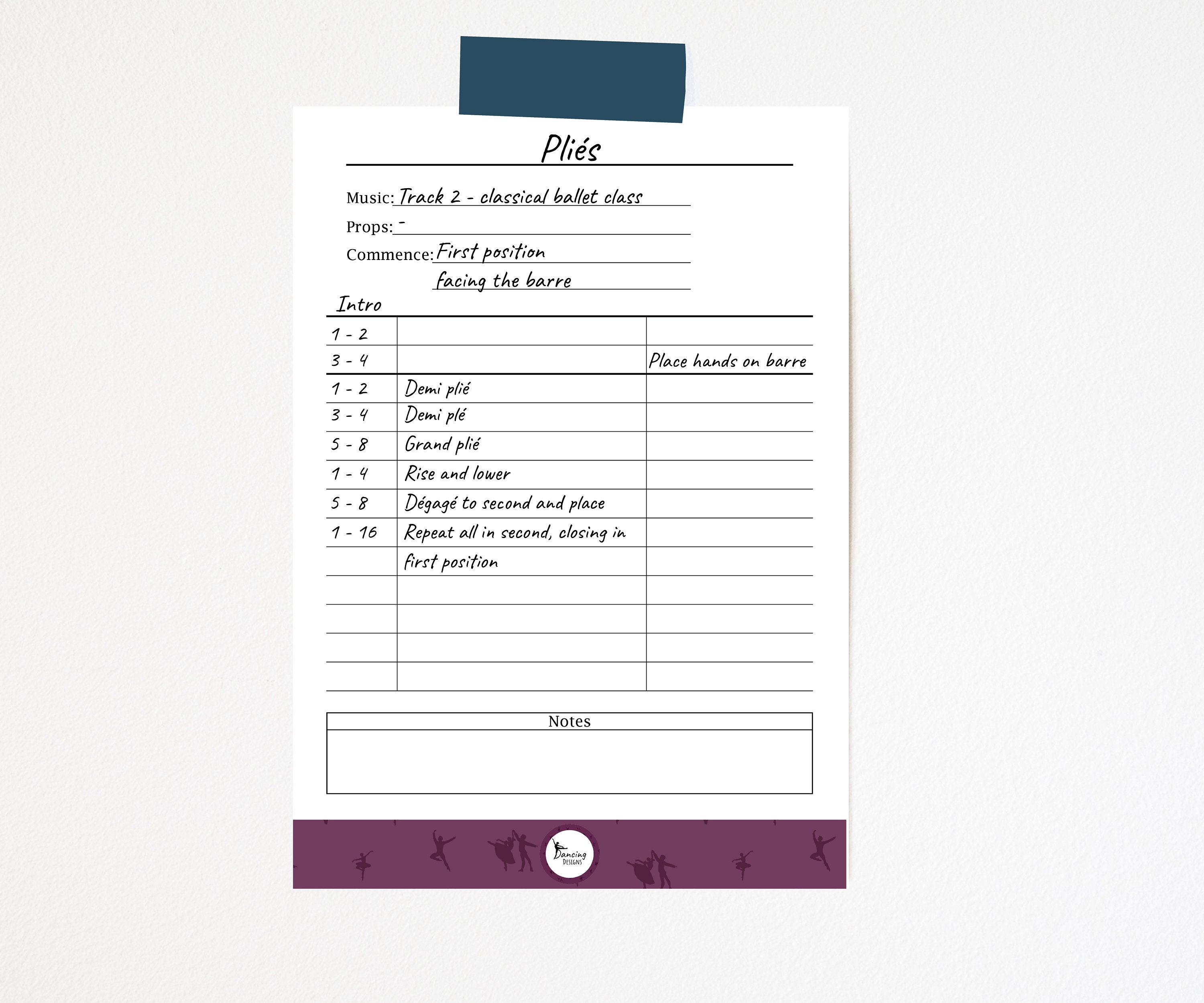 Dance Lesson And Exercise Planner Printable Planner Ballet Etsy