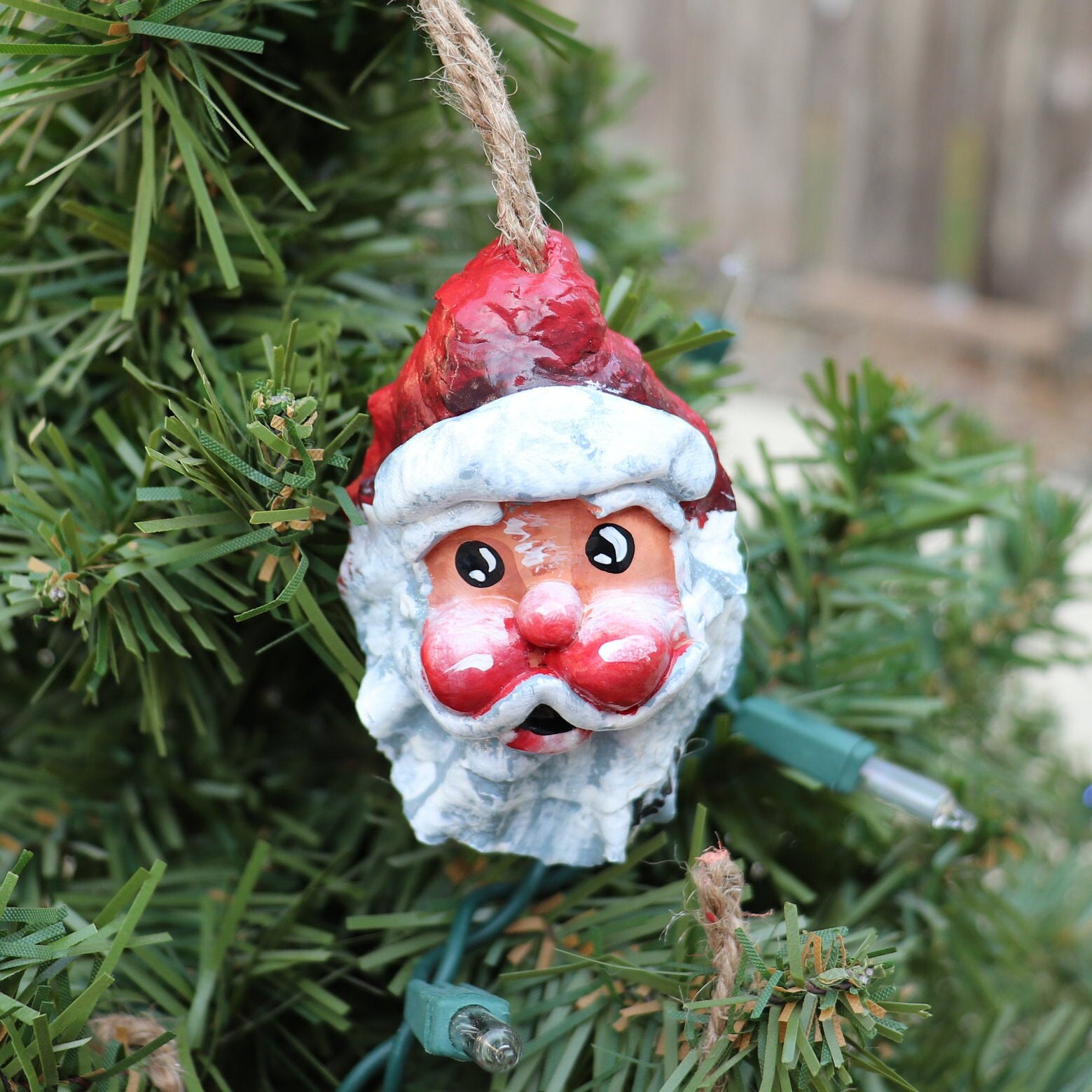 Hand Painted Santa Oyster Shell Christmas Ornament - Etsy