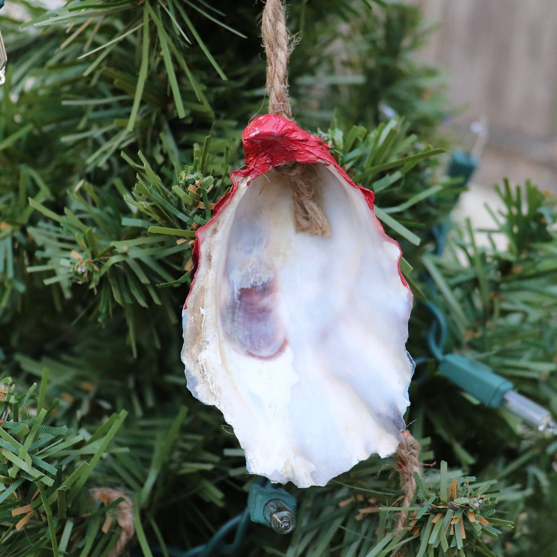Hand Painted Santa Oyster Shell Christmas Ornament - Etsy