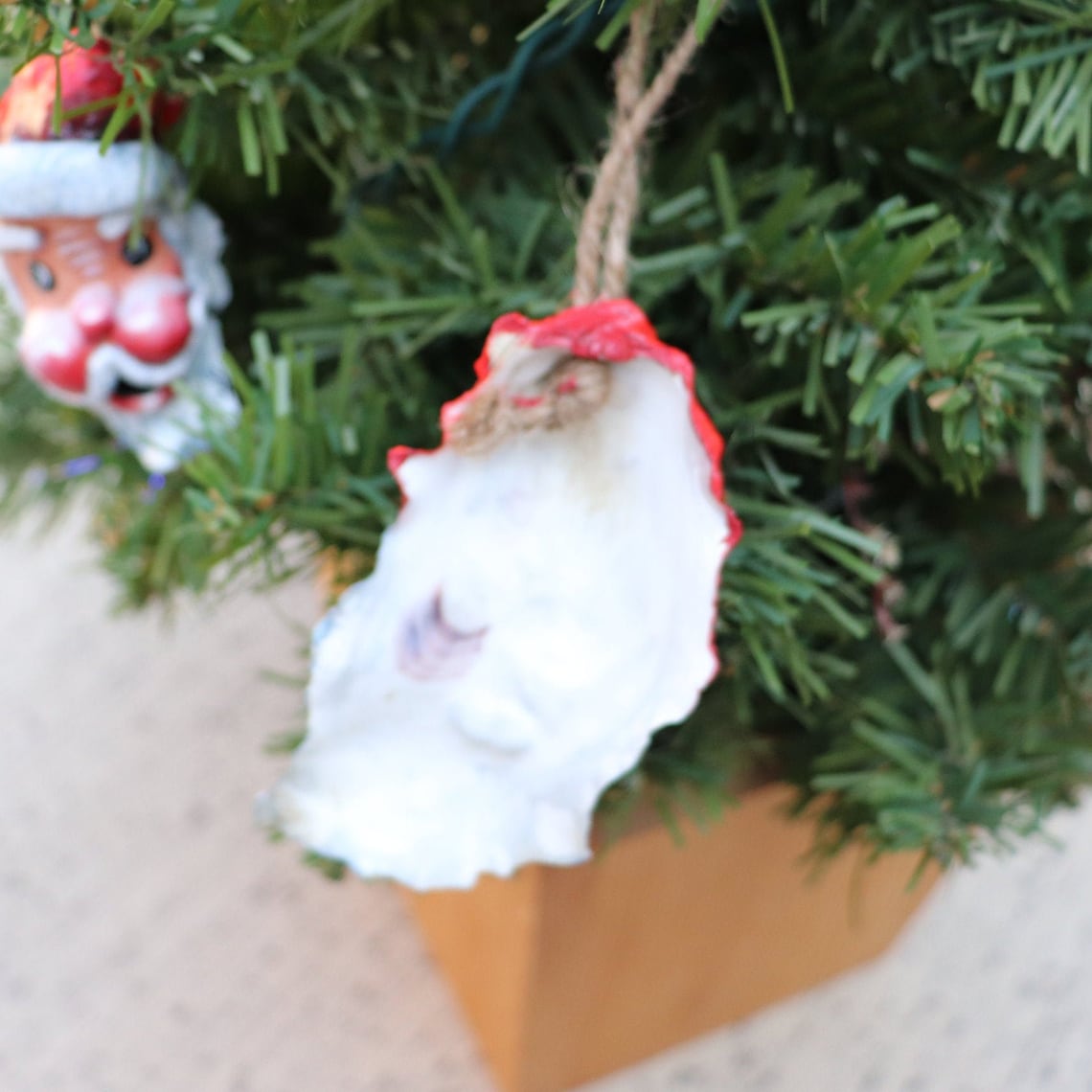 Hand Painted Santa Oyster Shell Christmas Ornament - Etsy