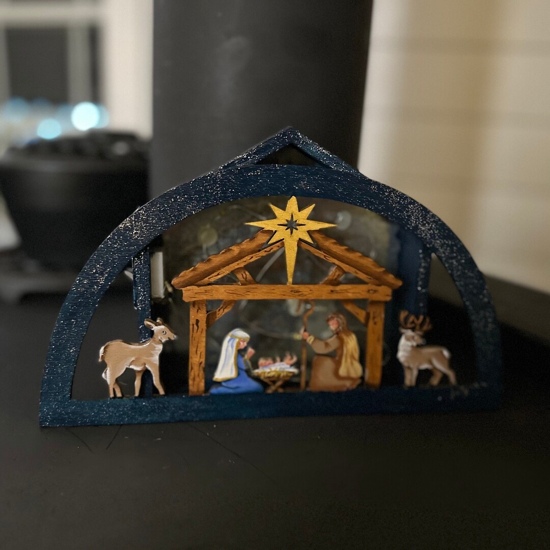 Hand Painted Light up Nativity Scene Box Christmas Holiday Decor - Etsy