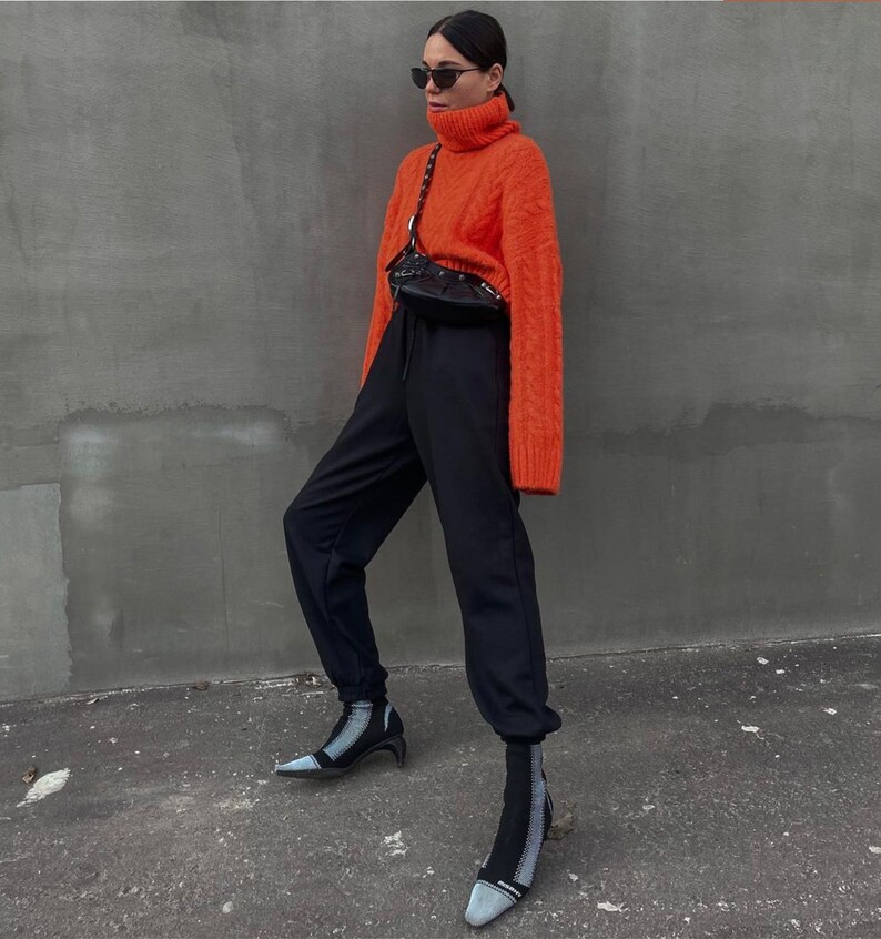 Cozy Sweater for Fall in Orange Color Woman Cozy Turtle Neck - Etsy