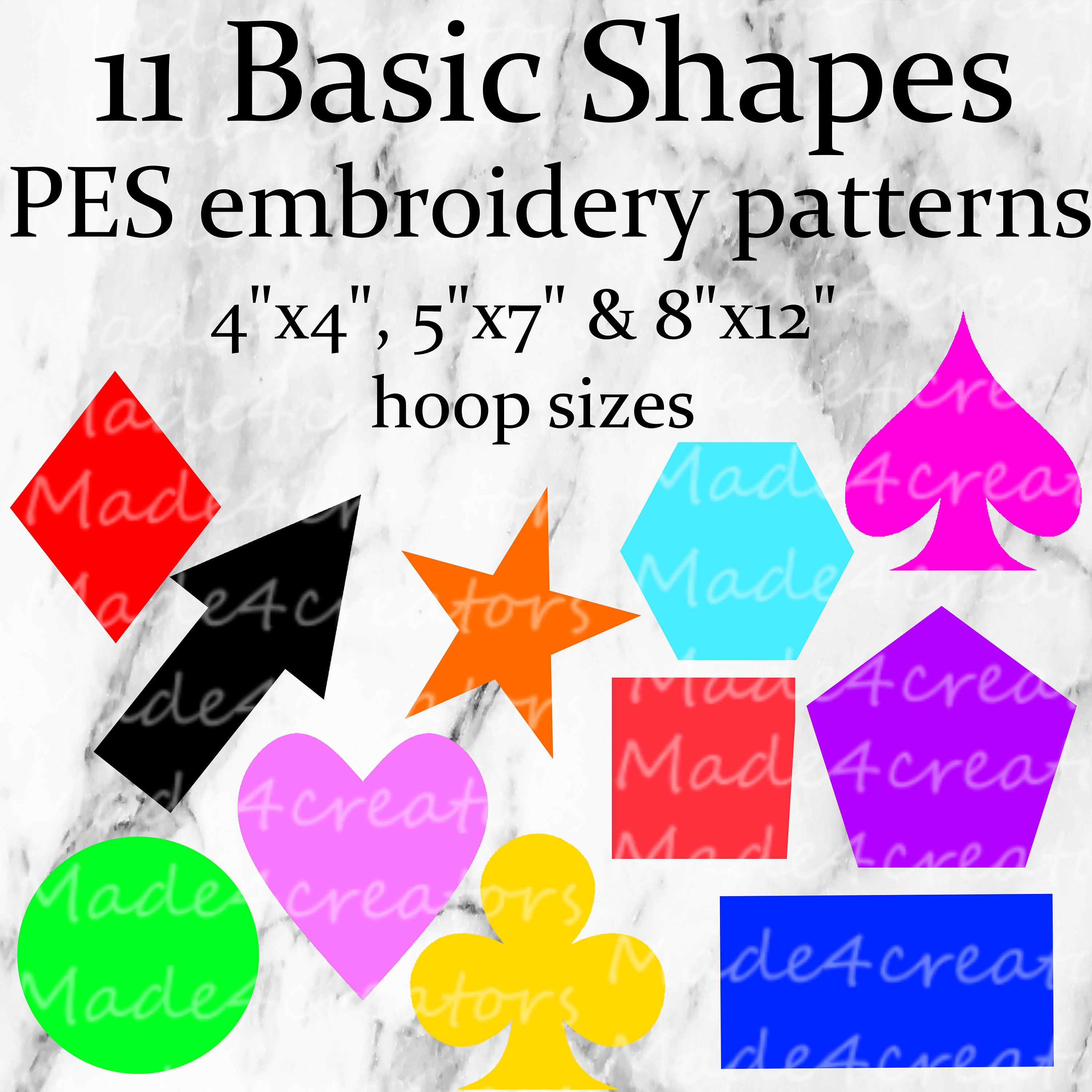 PES Embroidery Files for Basic Shapes, Instant Download - Etsy