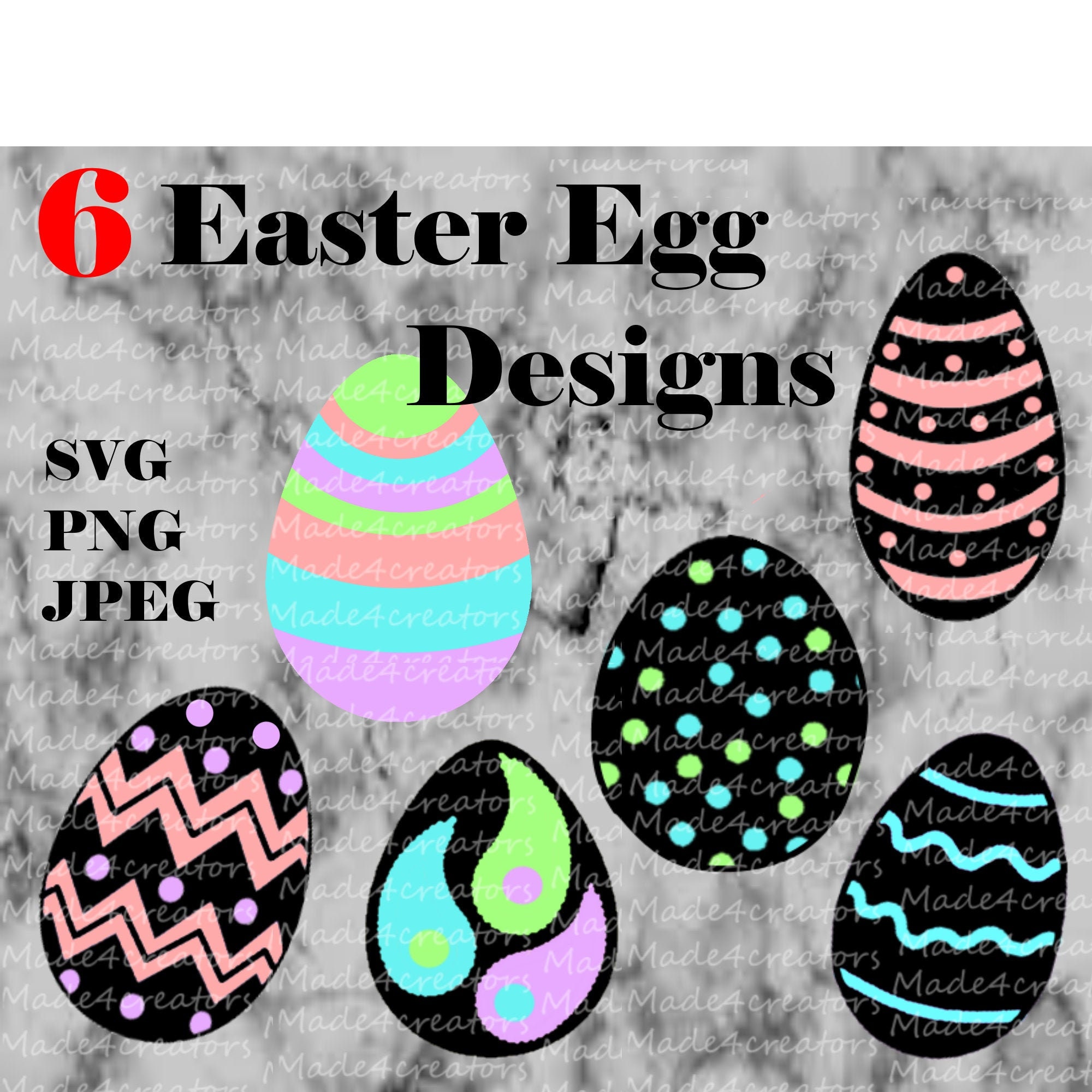 SVG Easter Egg Instant Download Patterns 6 Pack - Etsy