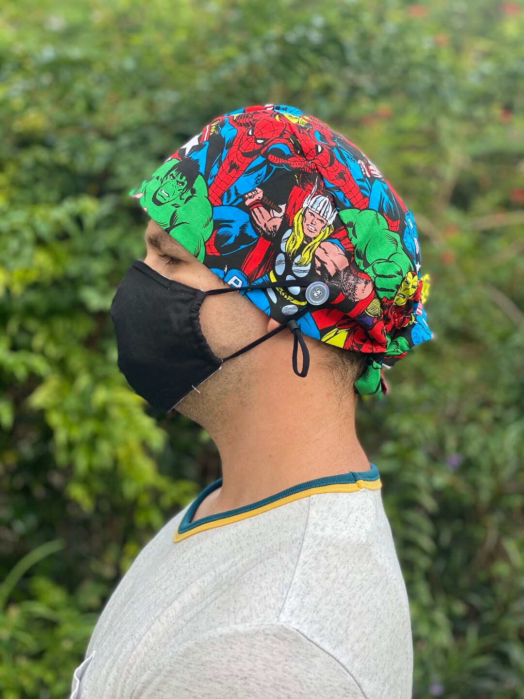 Vintage Avengers Scrub Cap With Buttons / Thor Scrub Hat / Captain ...