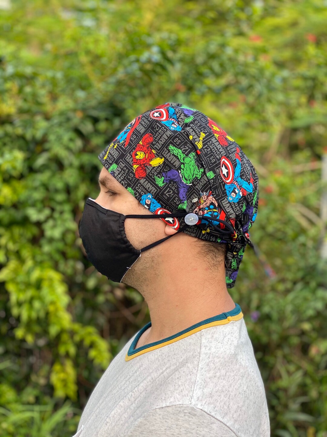 Avengers Scrub Cap With Buttons / Thor Scrub Cap / Hulk Scrub Cap ...