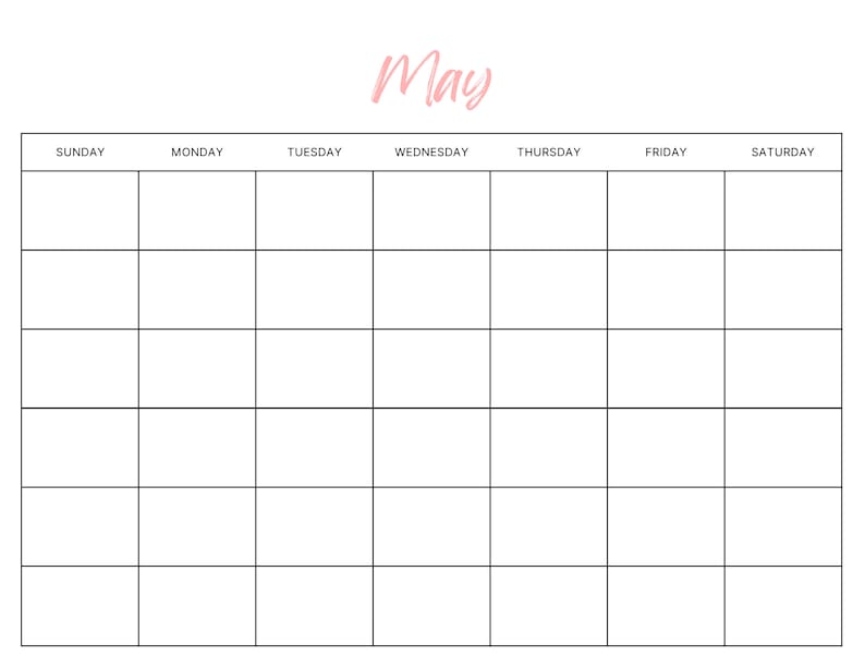 12 Month Blank Calendar - Etsy