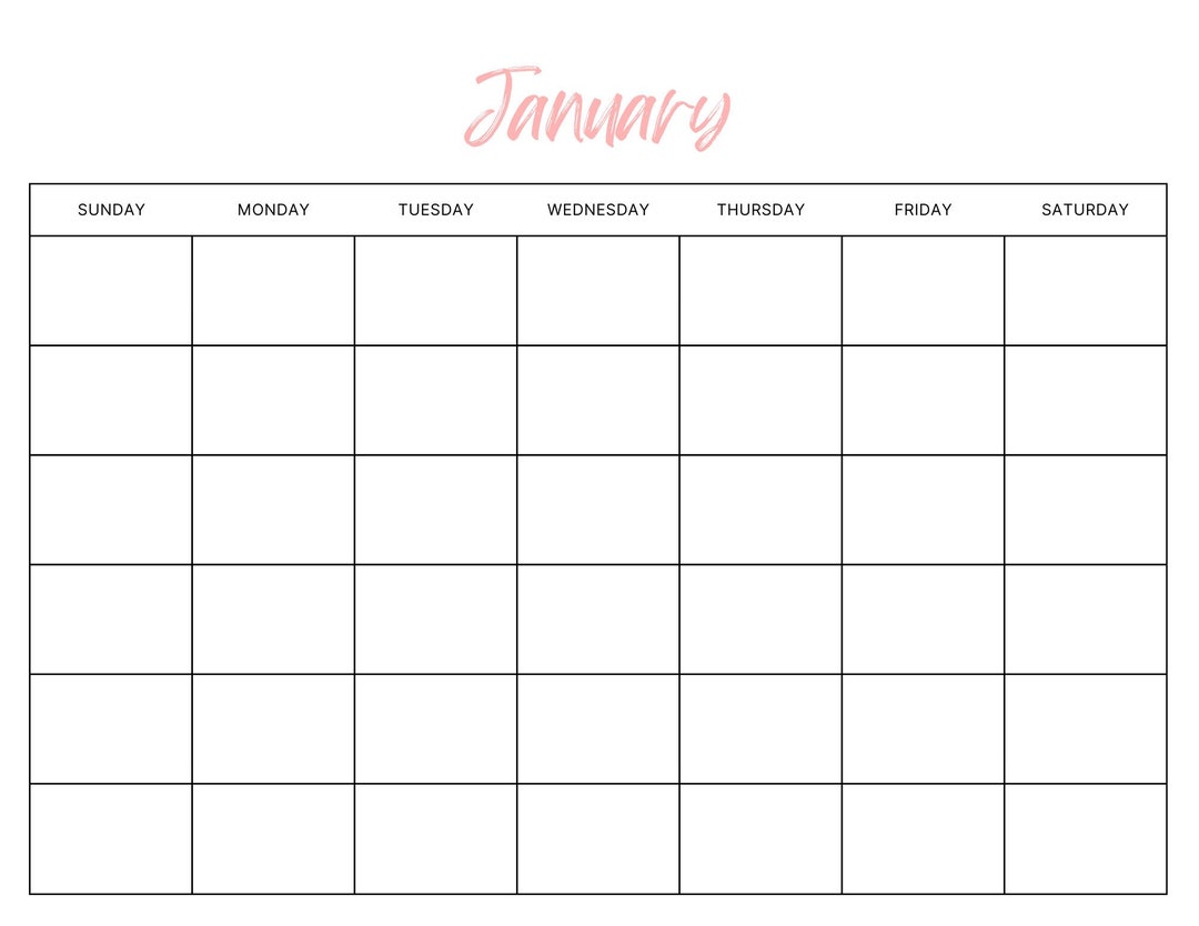 12 Month Blank Calendar - Etsy