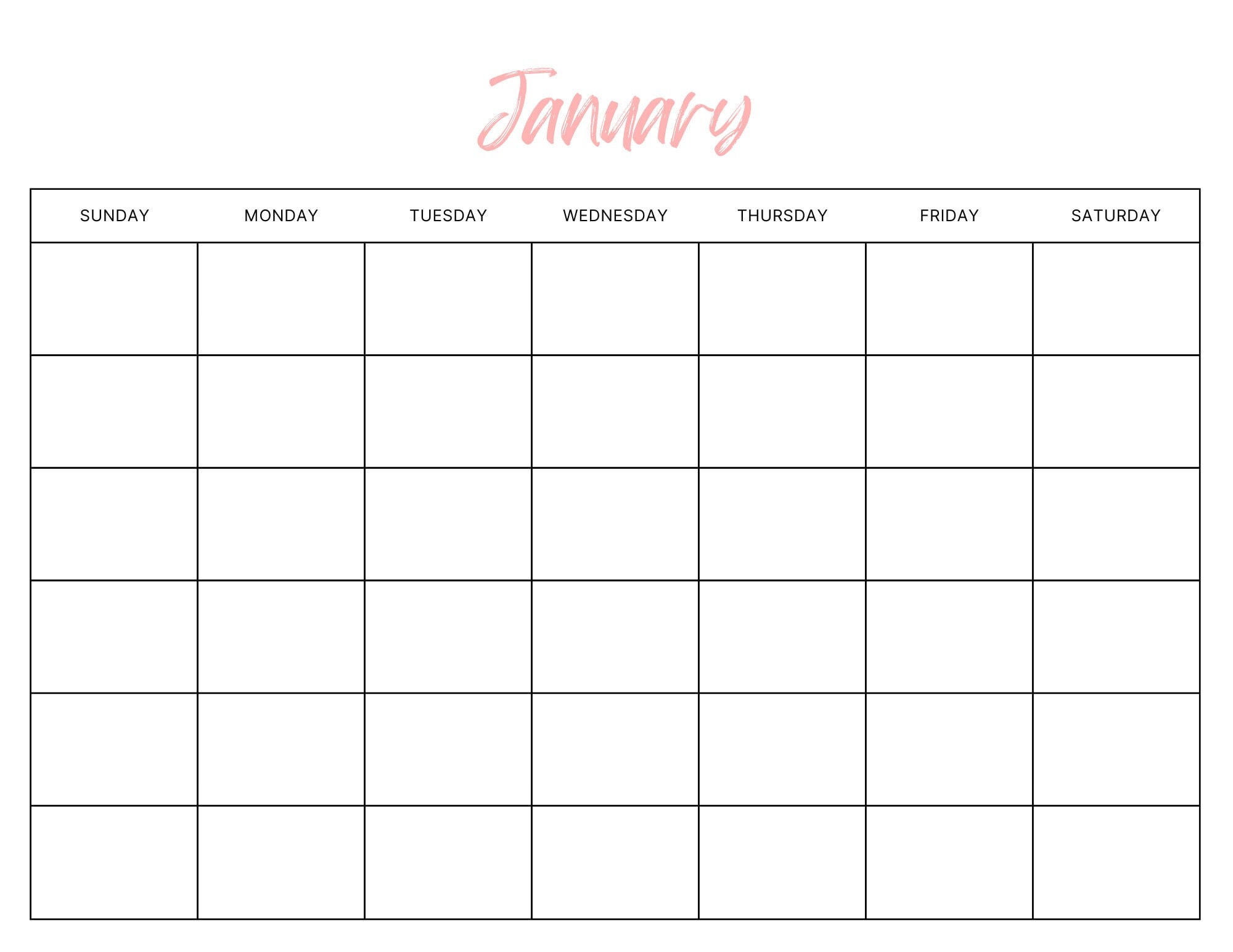 12 Month Blank Calendar - Etsy