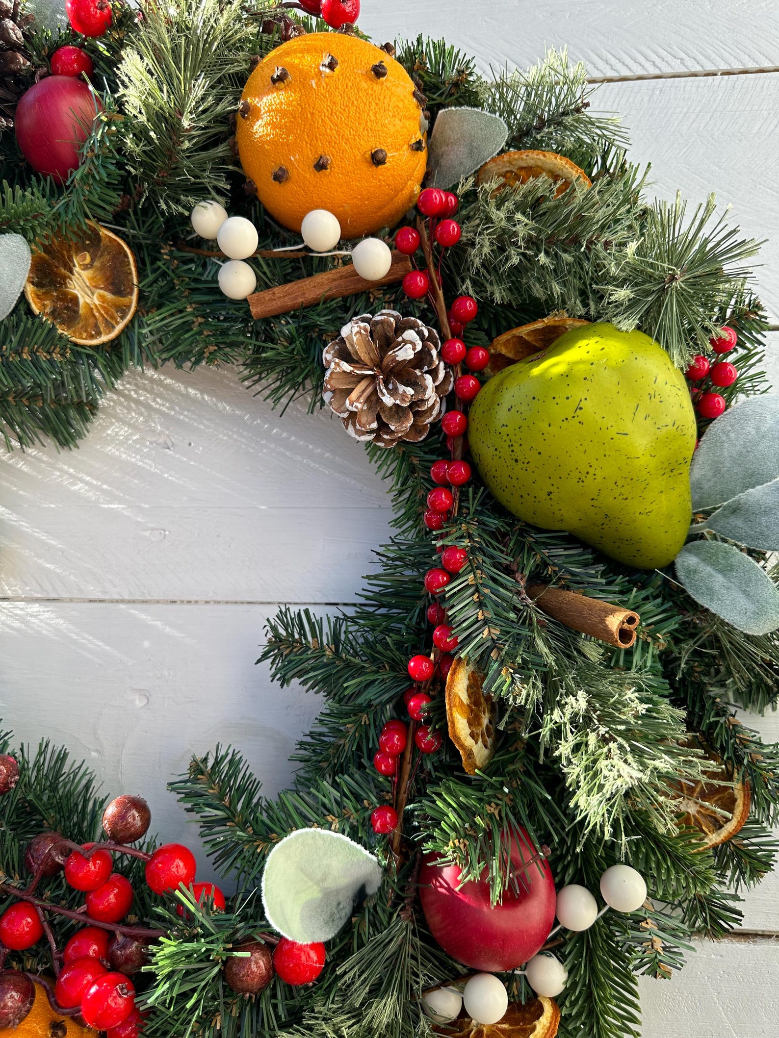 Christmas Fruit Wreath, Christmas Wreath, Evergreen Wreath, Pine Wreath ...