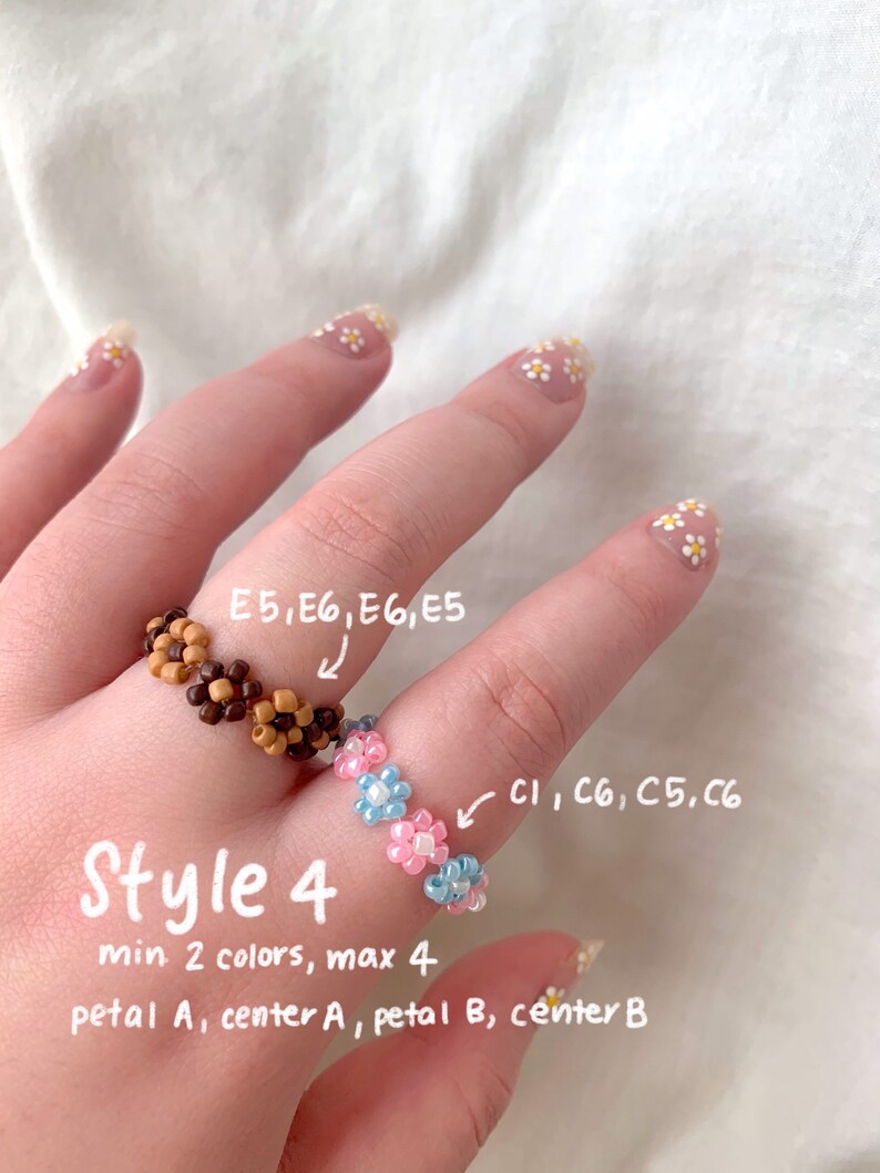 Custom Flower Beaded Rings Beaded Flower Rings Seed Bead - Etsy