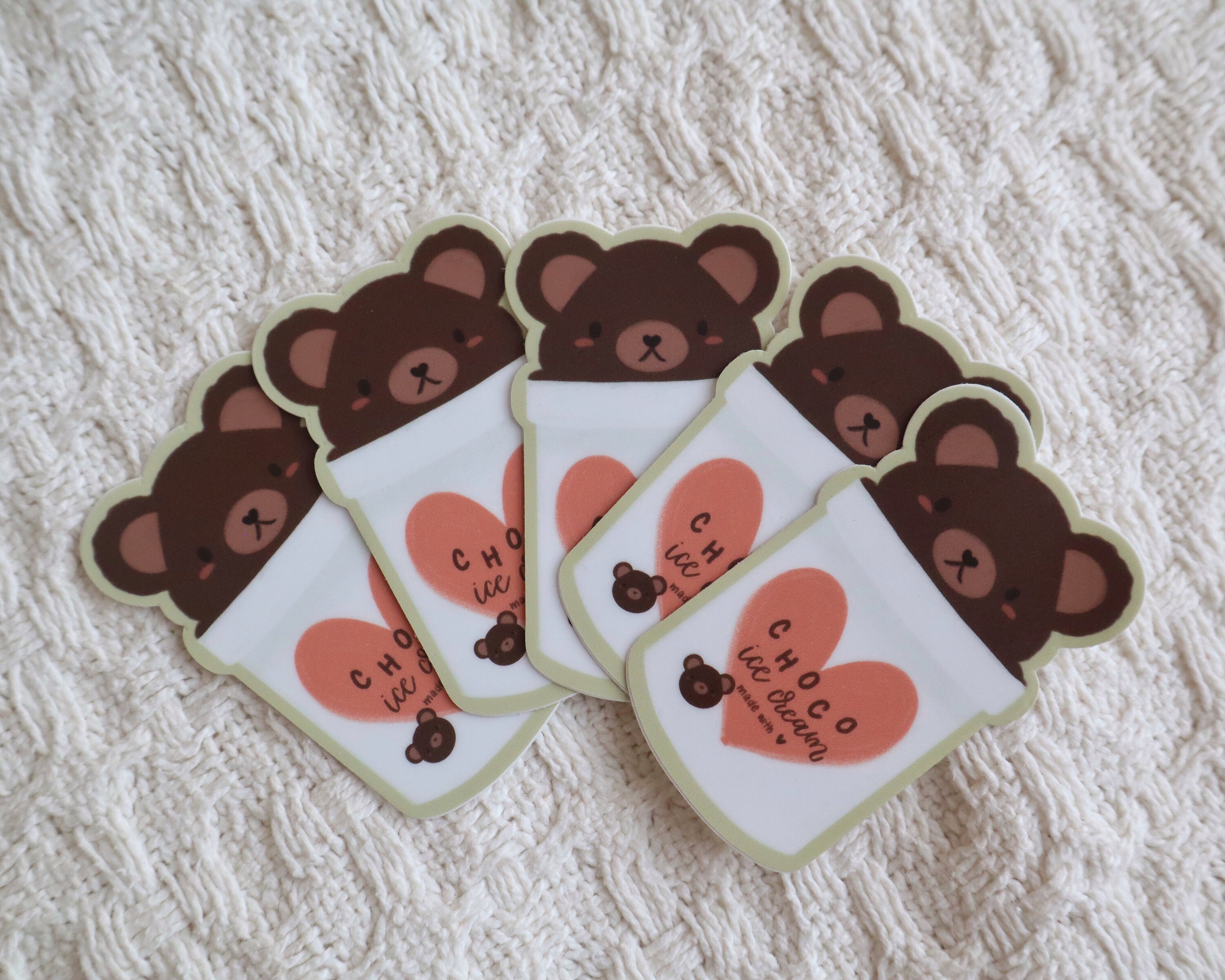 Choco Bear Ice Cream Sticker | Weatherproof Vinyl Matte Sticker ...
