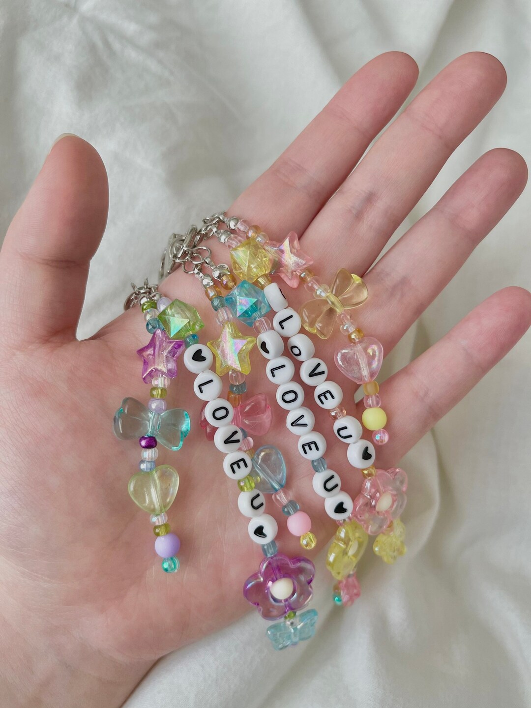 Custom/personalized Name Beaded Keychain/ Phone Charm | Cute Matching ...