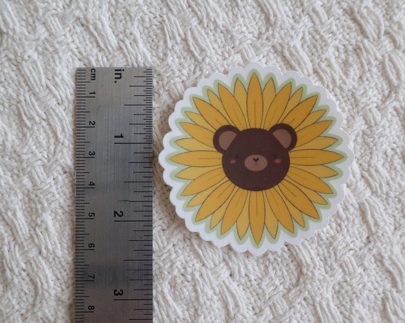 Sunflower Bear Clear Sticker | Weatherproof Vinyl Matte Sticker ...
