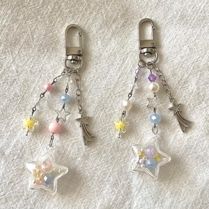 Flower, Star and Star Shaker Beaded Keychain/ Phone Charm | Cute ...
