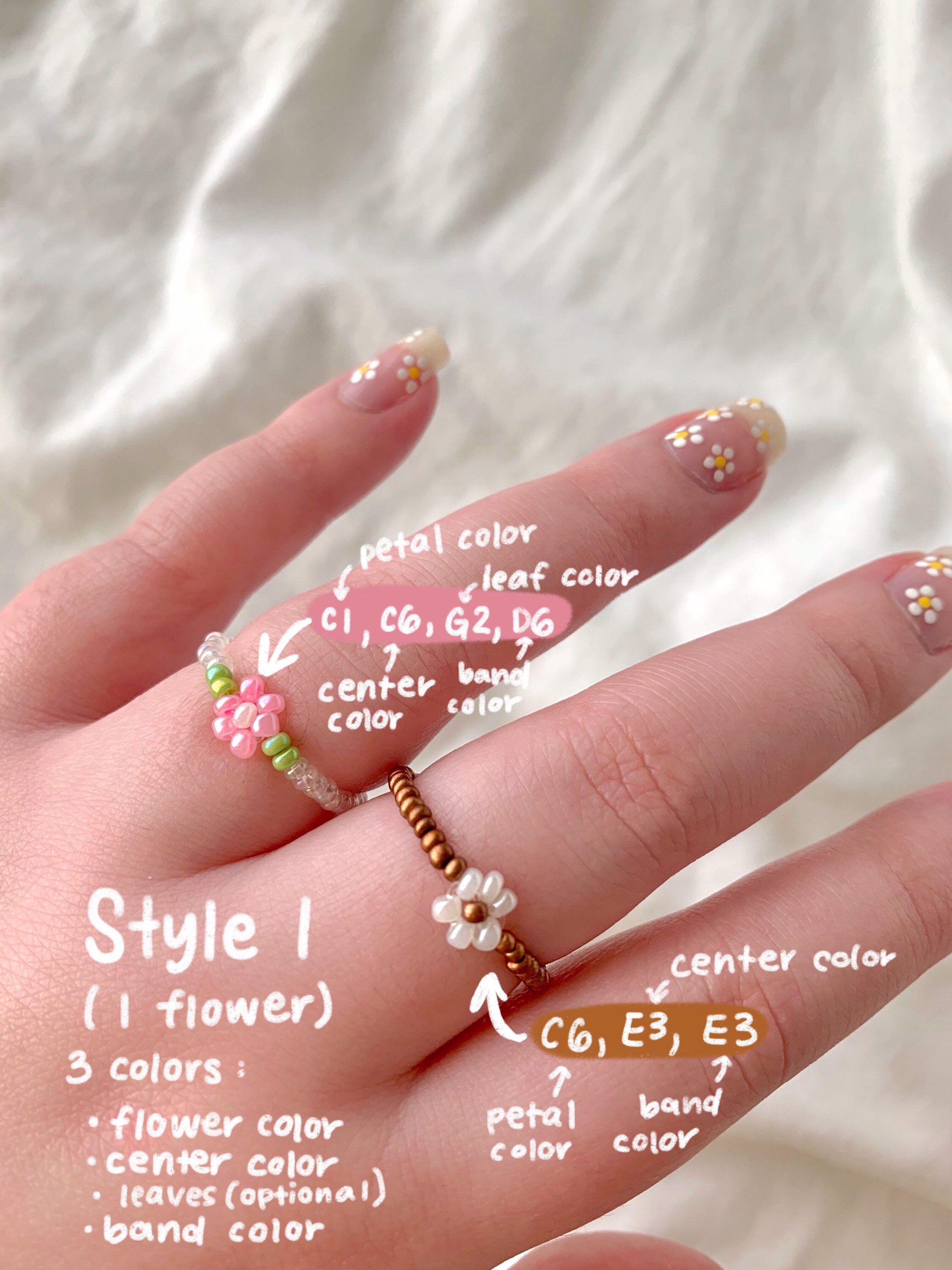 Custom Flower Beaded Rings Beaded Flower Rings Seed Bead - Etsy