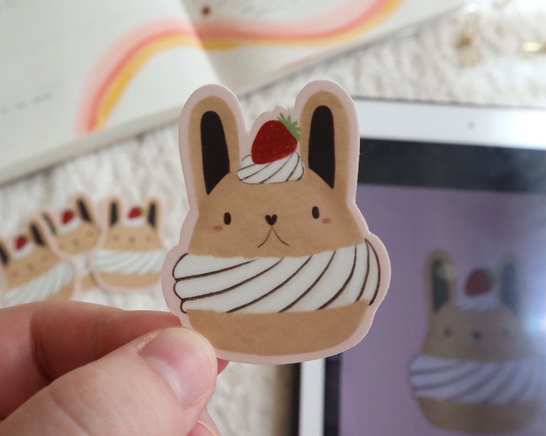 Cream Puff Bunny Sticker | Weatherproof Vinyl Matte Sticker | Laptop ...