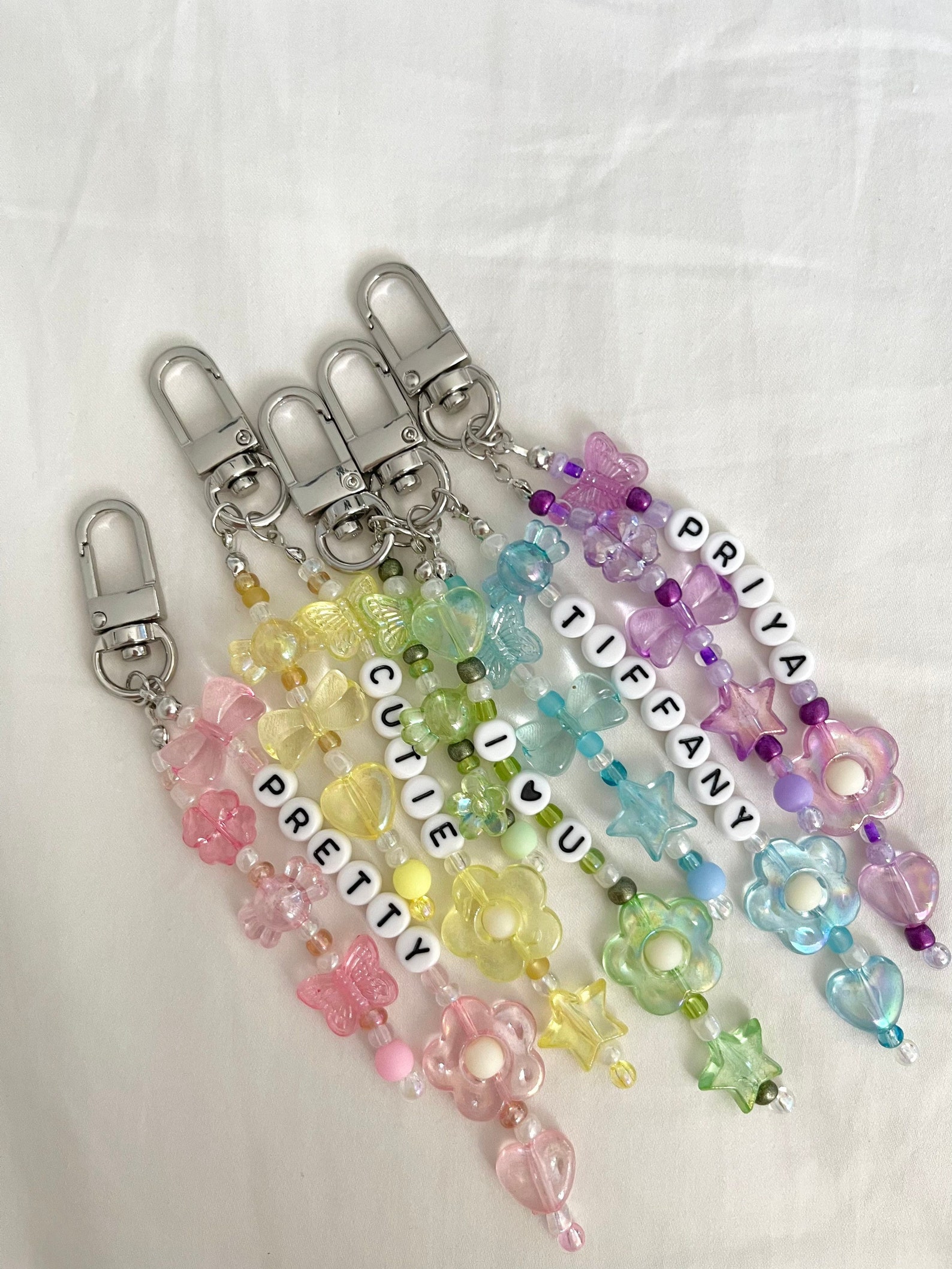 Custom/personalized Name Beaded Keychain/ Phone Charm | Cute Matching ...