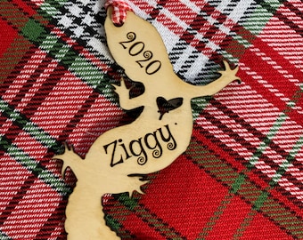 Personalized Gecko Christmas Ornament Name Date Hanging Wood Engraved ...
