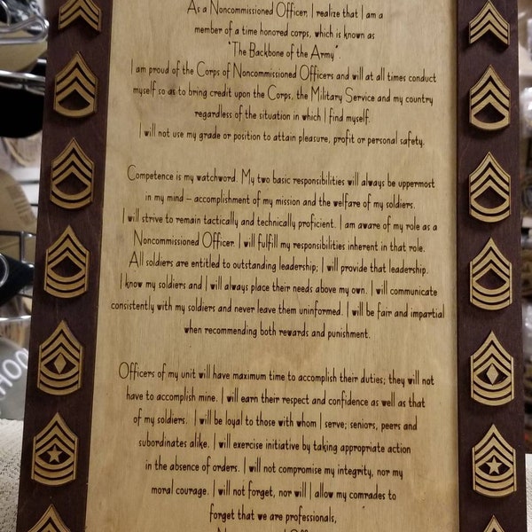 Army Nco Creed Plaque - Etsy Army Nco Creed Plaque - Etsy