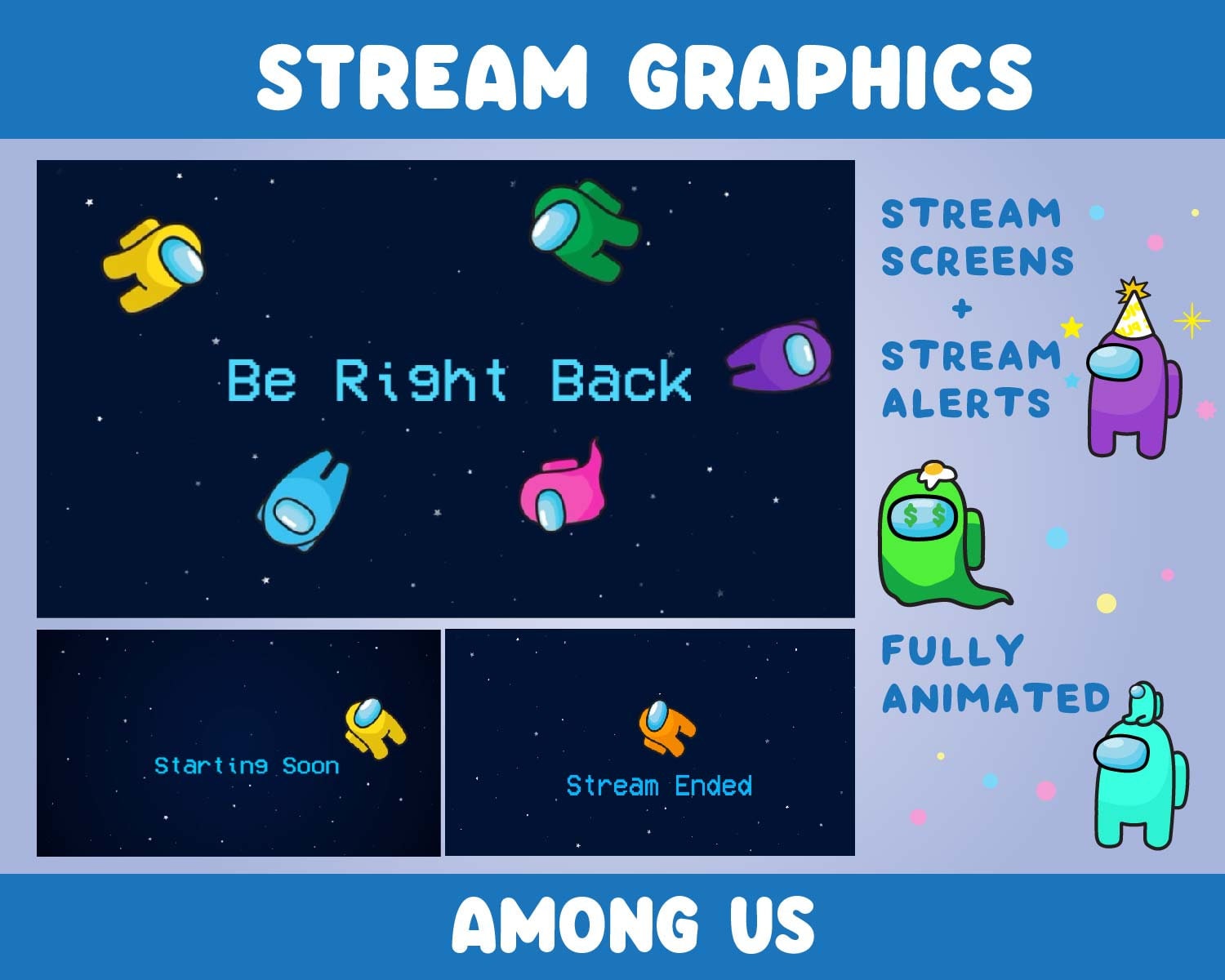 Among Us Animated Stream Screens and Alerts - Etsy