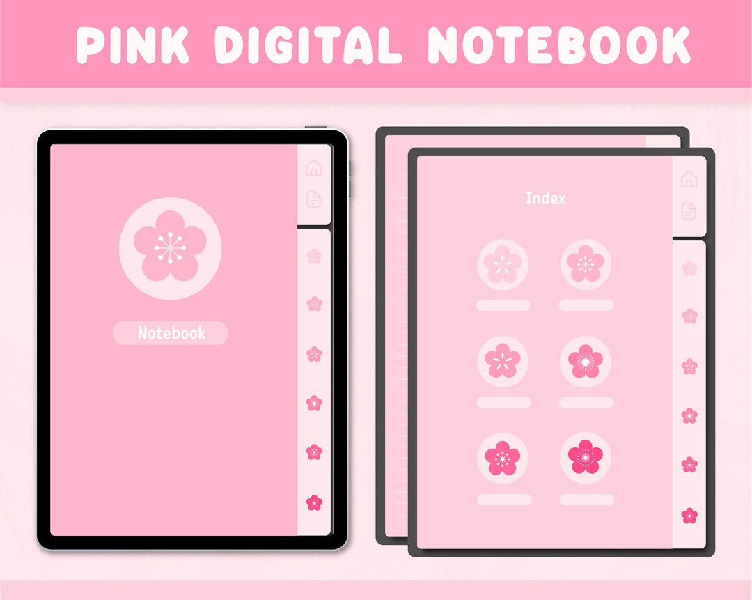 Pink Digital Notebook | Digital Notebook for Goodnotes and Notability ...