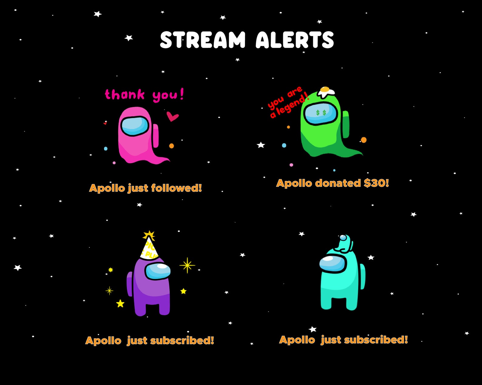 Among Us Animated Stream Screens and Alerts | Etsy