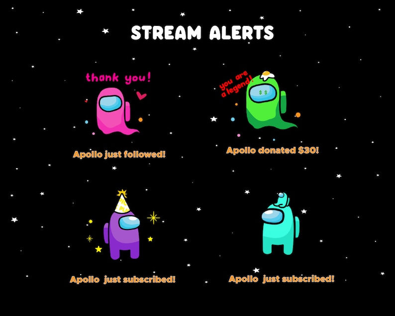 Among Us Animated Stream Screens and Alerts - Etsy