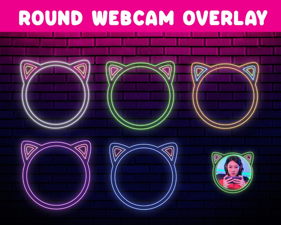 Custom-round Neon Kitty Webcam Overlays for Streaming - Etsy