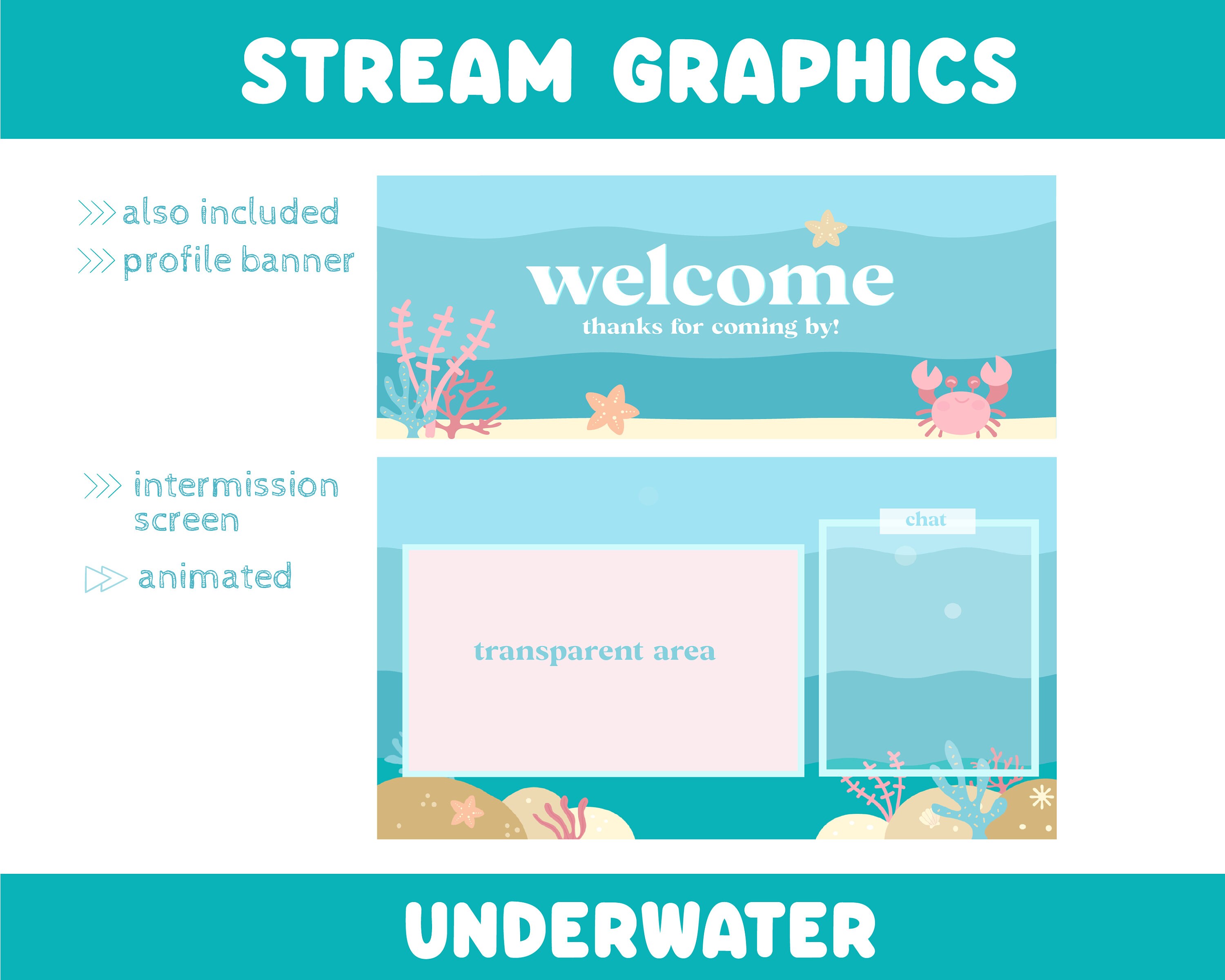 Underwater Stream Graphics for Streaming | Animated Stream Graphics ...