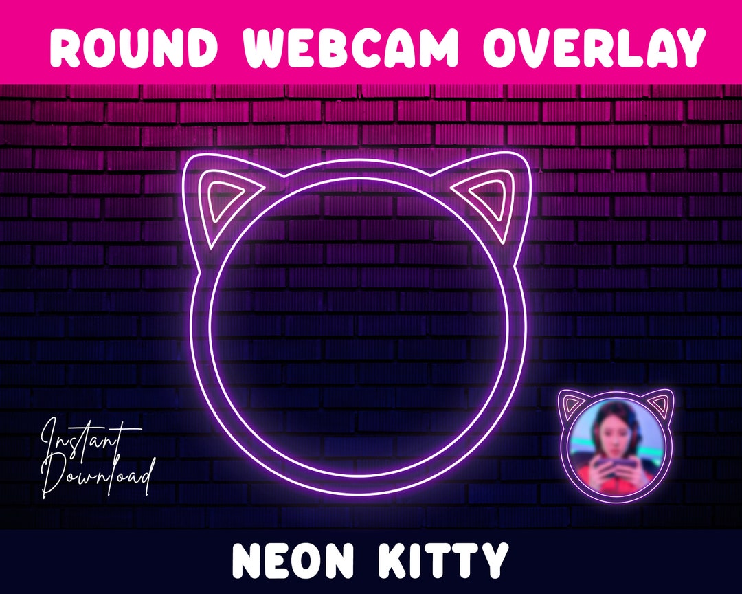 Round Neon Kitty Webcam Overlays for Streaming - Batch 2 - Etsy