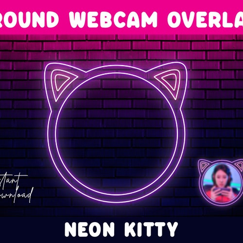 Round Neon Kitty Webcam Overlays for Streaming Batch 2 - Etsy