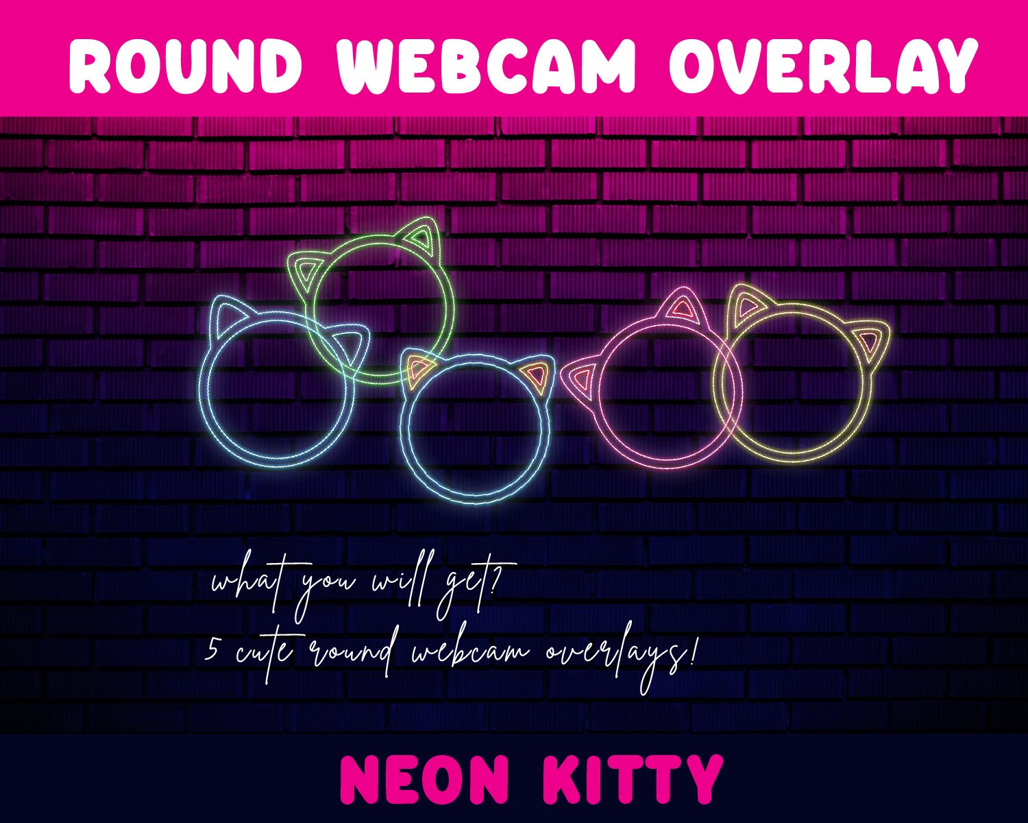Round Neon Kitty Webcam Overlays for Streaming - Etsy