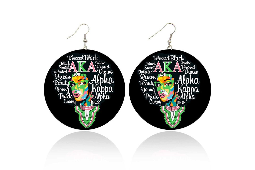 Alpha Kappa Alpha AKA Wooden Earrings Statement Earrings - Etsy
