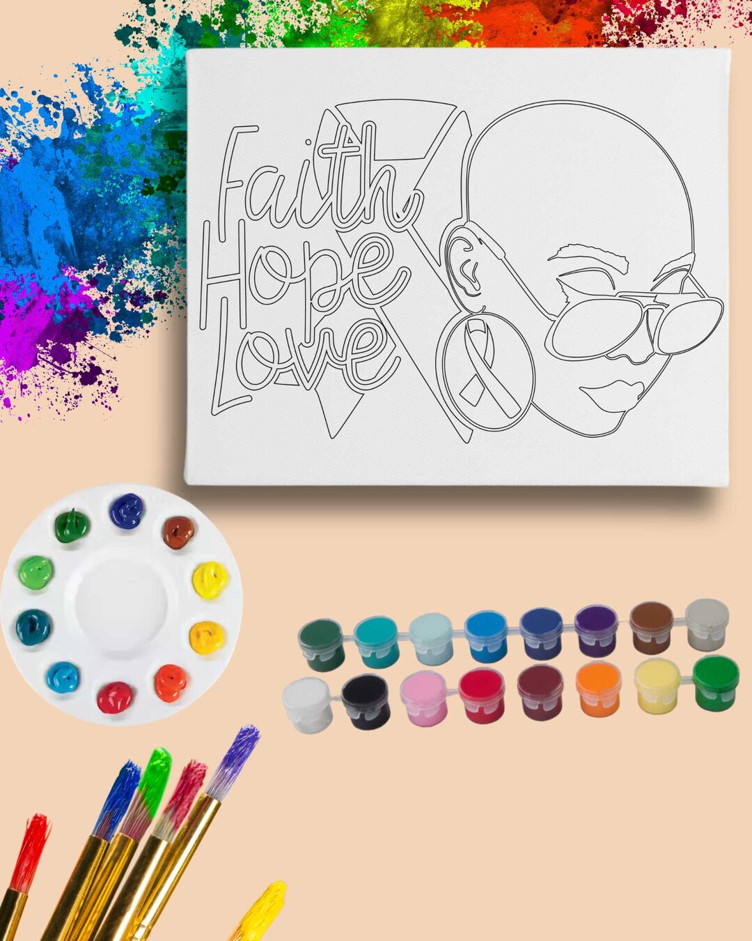 DIY Paint Party Kit 11x14 Canvas Faith Hope Love Breast Cancer - Etsy