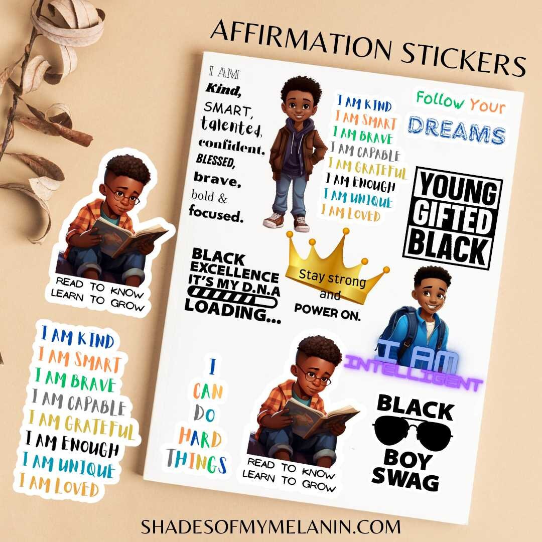 Black Boy Affirmation Sticker Pack - Etsy