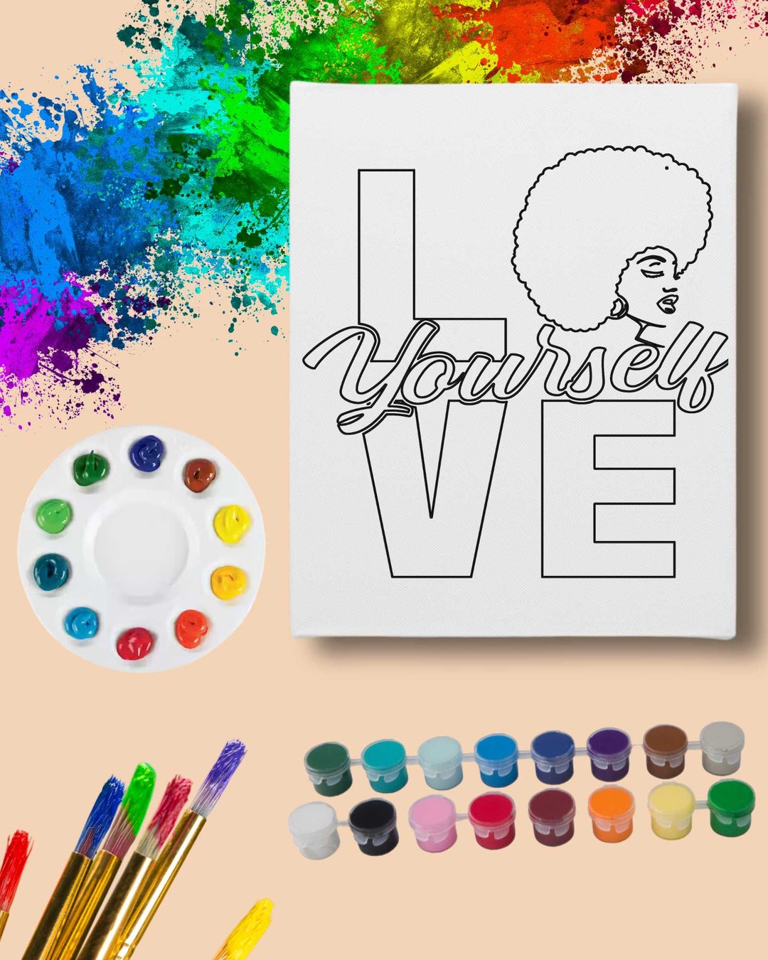 DIY Paint Party Kit 11x14 Canvas Love Yourself - Etsy