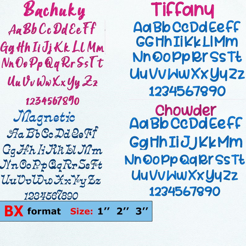 BX Embroidery Fonts. 20 Embroidery Fonts. Embrilliance BX Fonts ...