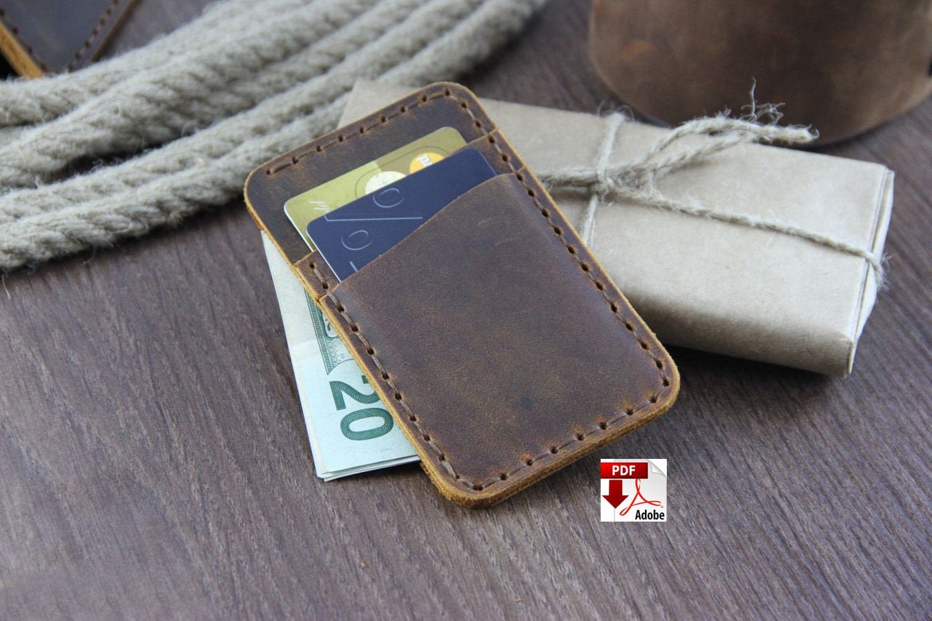 Card Holder PDF Pattern, Slim Wallet, Minimalist Card Holder Pattern ...