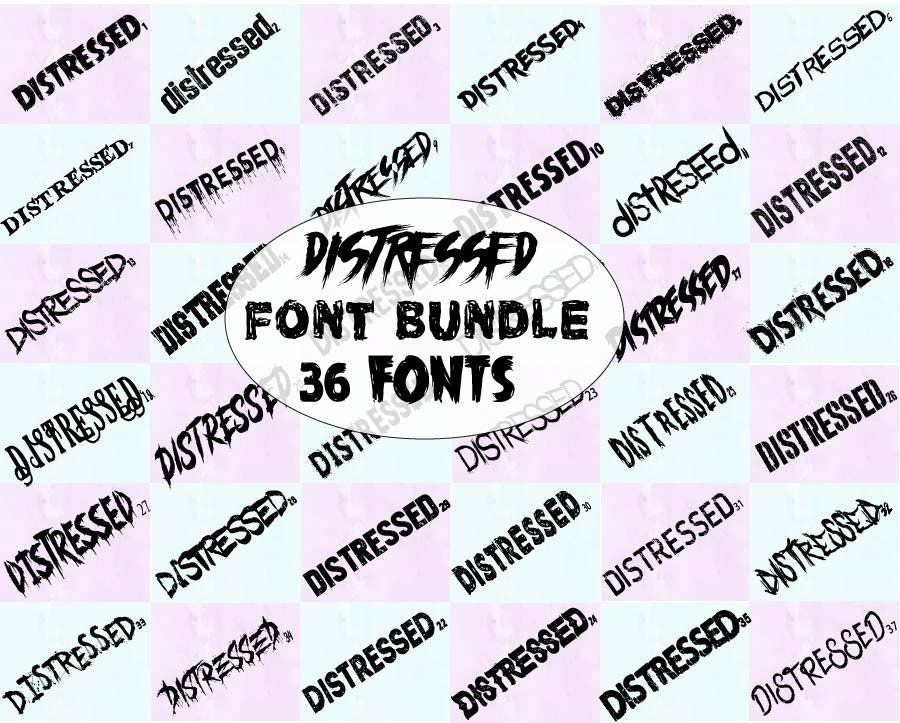 Distressed Font. Distressed Font Bundle 36 Fonts. Font for Cricut ...