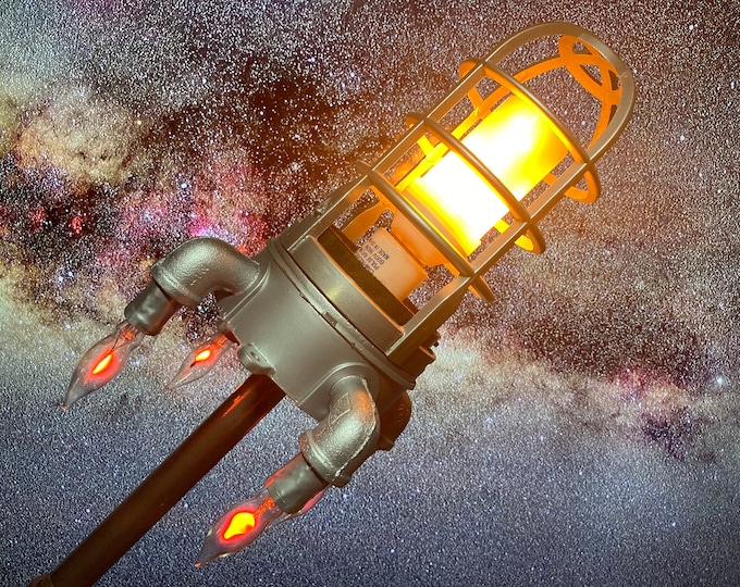 15 Rocket Ship Spaceship Steampunk Industrial Pipe Desk Lamp With 4 ...