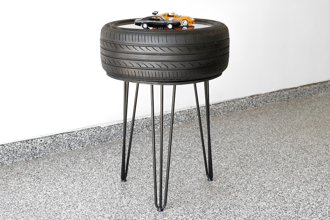 Tire Table: Auto Parts Decor & Car Guy Furniture | 34" Bar Height - Etsy