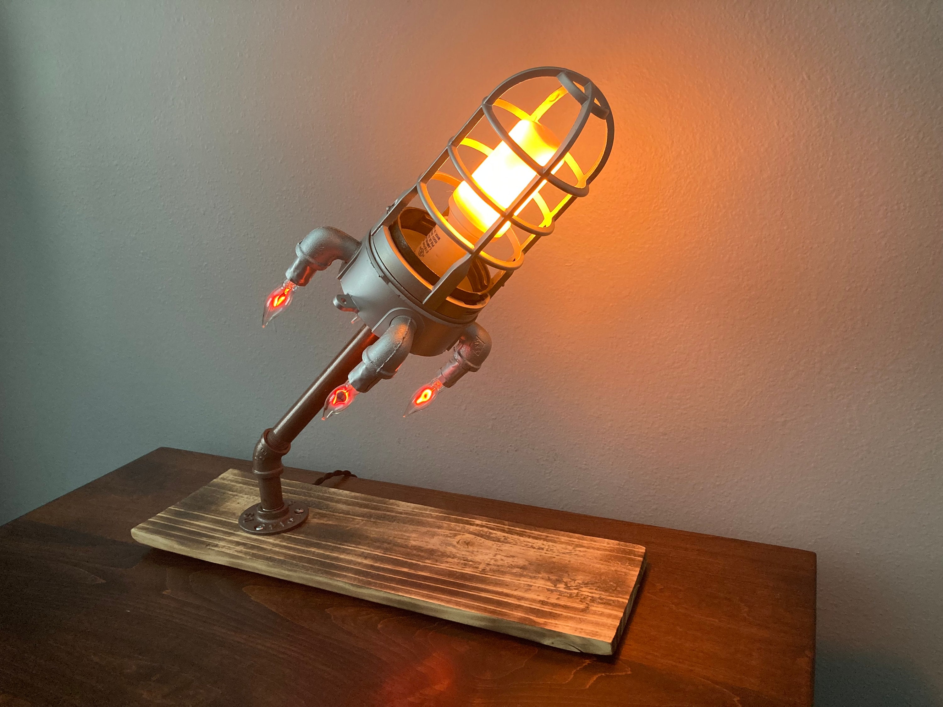 STEAMPUNK ROCKET LAMP / Industrial Rocket Lamp / Rocket Ship | Etsy