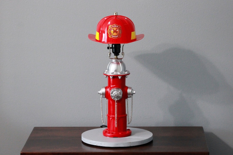 Firefighter Lamp: Fire Hydrant & Helmet Decor - Etsy