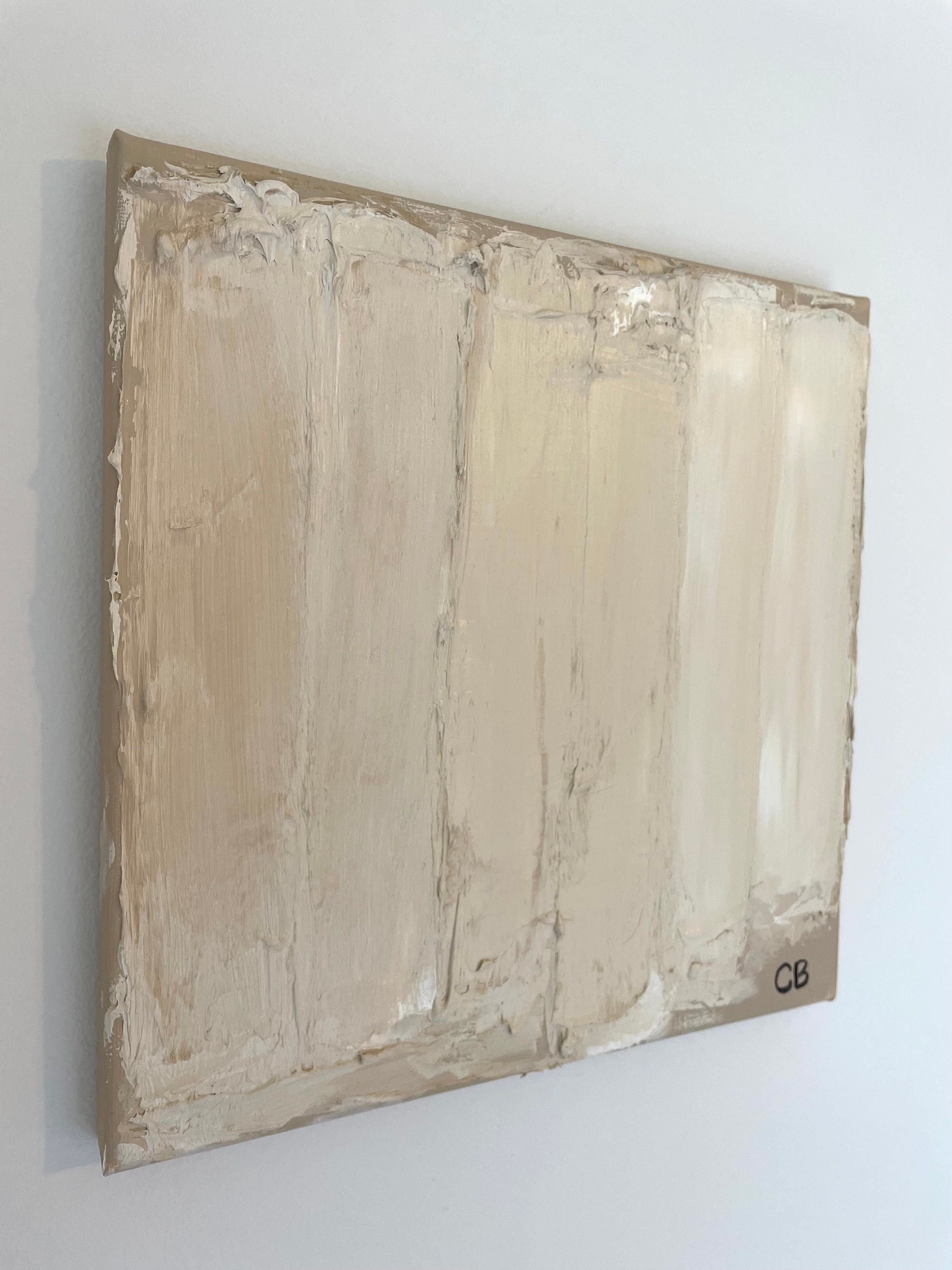 Minimal Texture Beige Taupe Wall Texture Painting Mini Original Art on ...