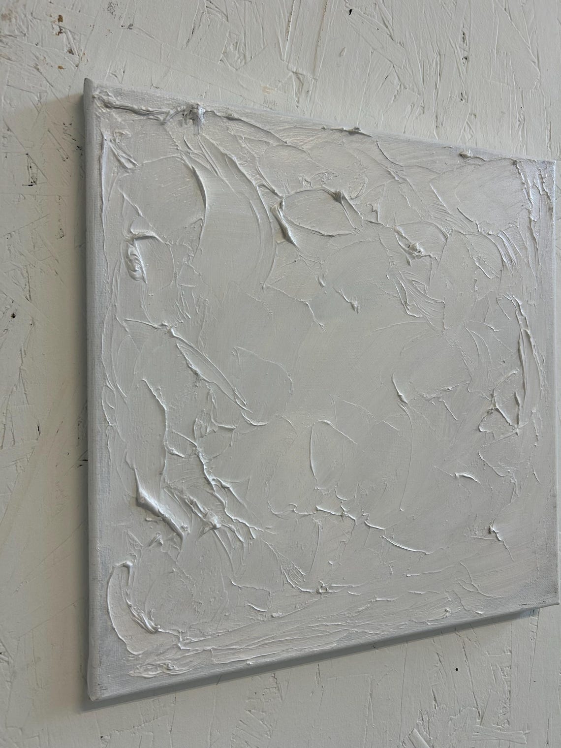 Textured White Abstract Painting: Minimalist Oil & Acrylic Wall Art - Etsy