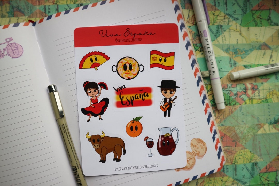 Spain Travel Sticker Sheet Travel Journalling Stickers - Etsy