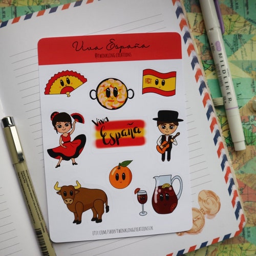 Spain Travel Sticker Sheet Travel Journalling Stickers Craft Supplies ...