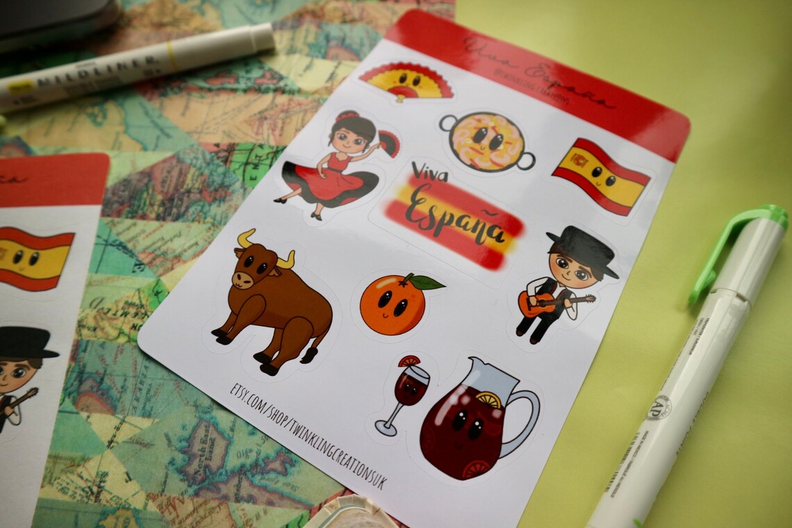 Spain Travel Sticker Sheet Travel Journalling Stickers | Etsy