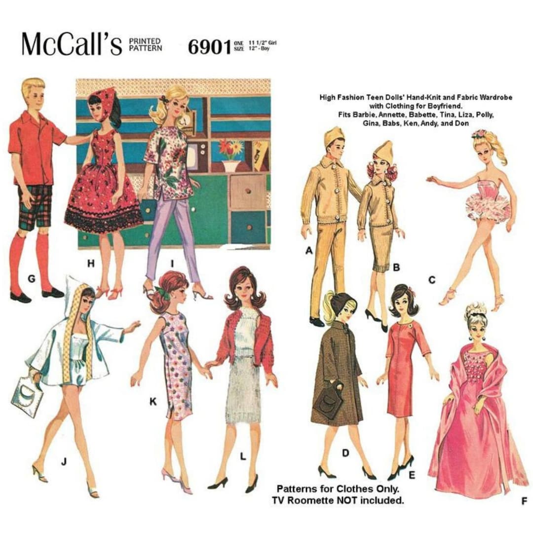 Barbie and Ken Doll Clothes Pattern Mccalls 6901 Vintage Pattern PDF ...